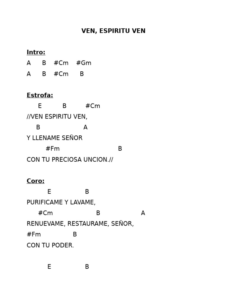 Ven, Espiritu Ven (Acordes) | PDF