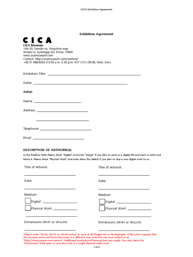 CICA Group Exhibition Agreement | PDF | Copyright | Private Law