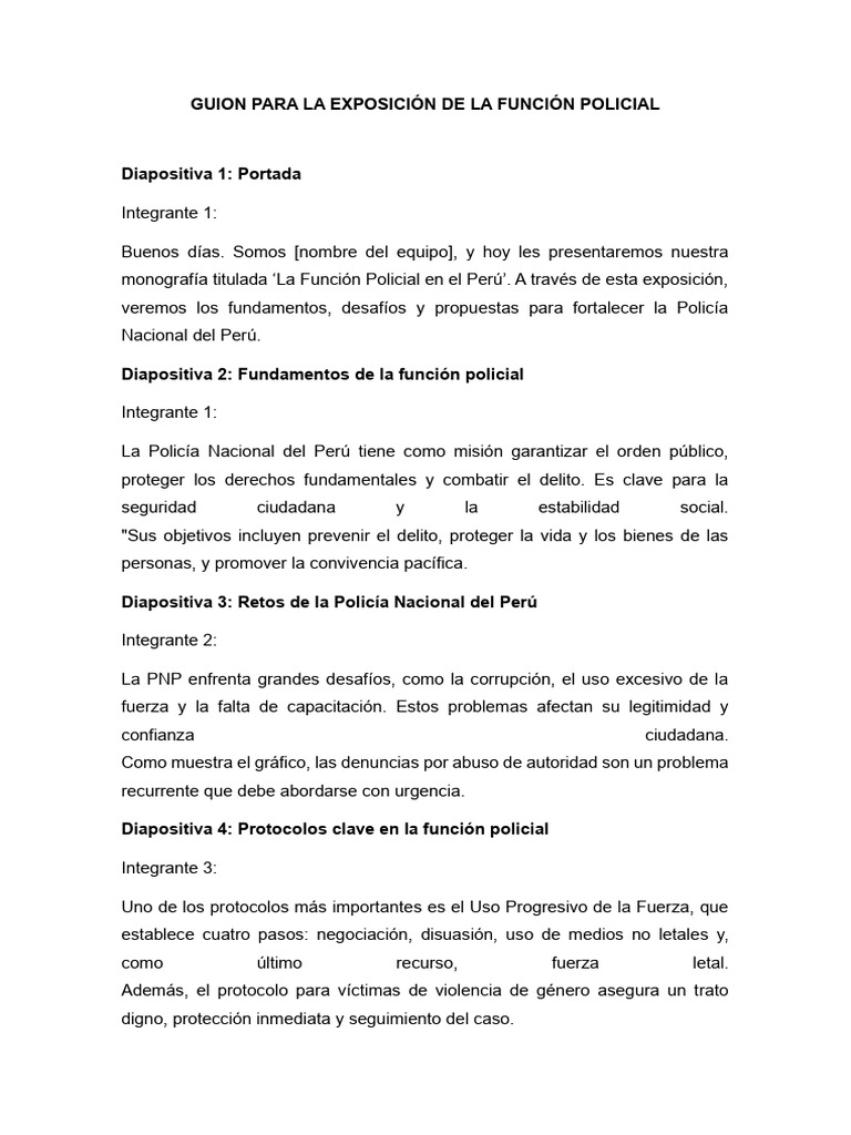 Guion para La Exposición de La Función Policial | PDF