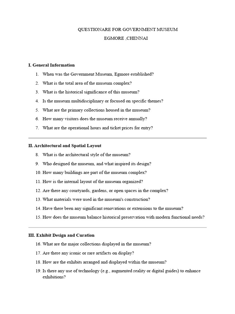 Government Museum Egmore Questionnaire | PDF | Museum | Archaeology
