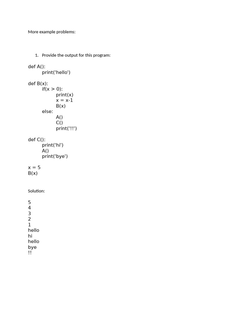 MorePracticeProblemsExam | PDF | Function (Mathematics) | Algorithms And Data Structures