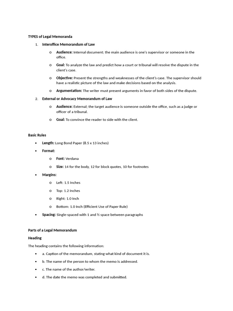 TYPES of Legal Memoranda | PDF | Memorandum | Citation