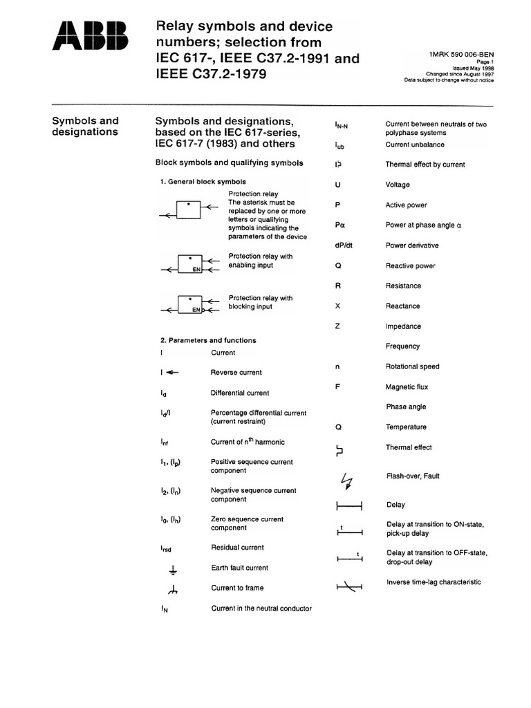 Relay Symbols and Designations Guide | PDF | Relay | Switch