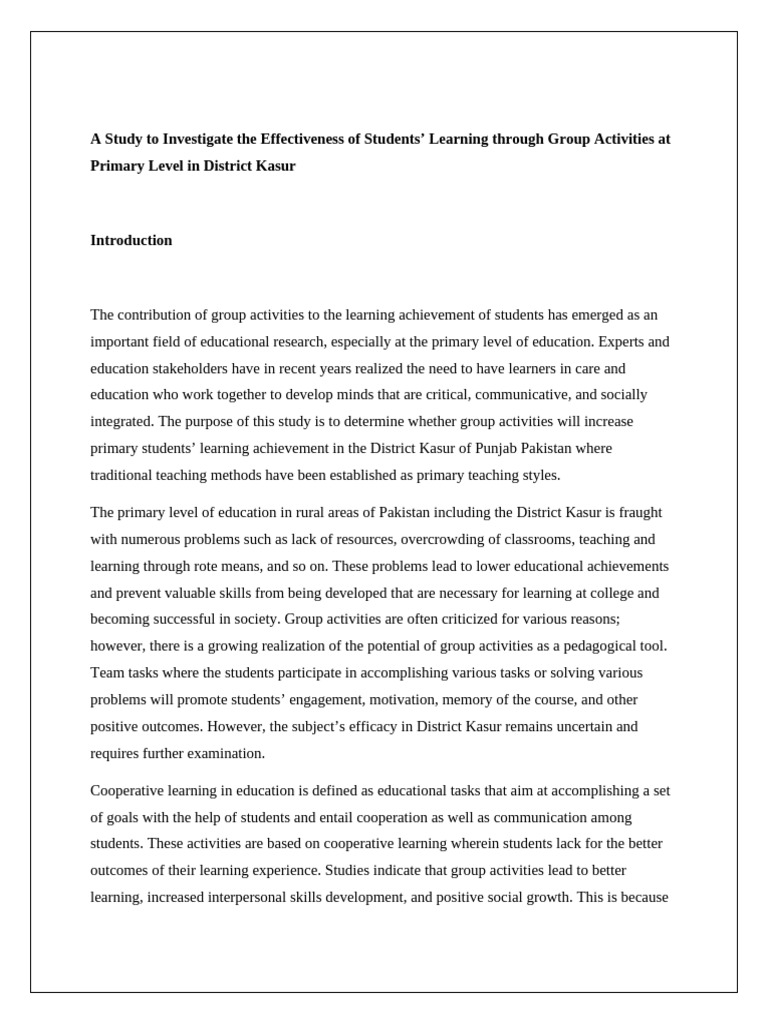 A Study To Investigate The Effectiveness of Students | PDF | Learning ...