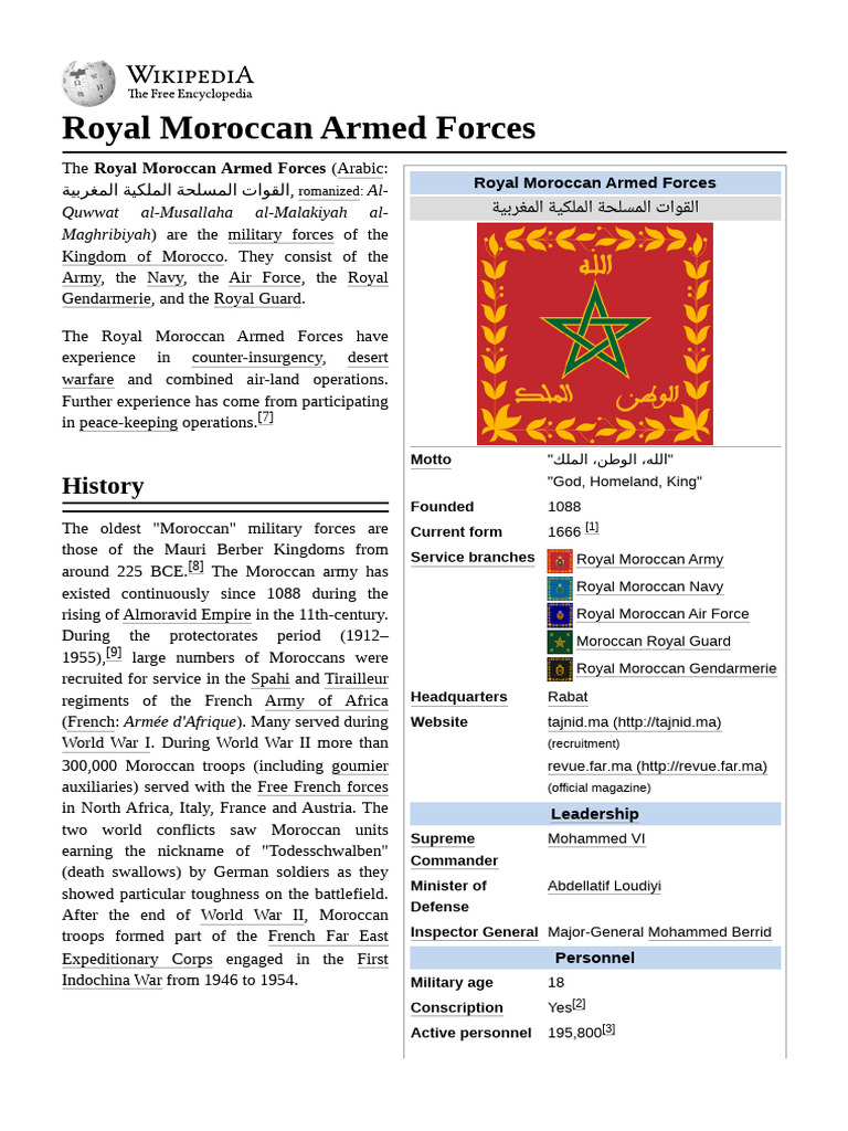 Overview of Moroccan Armed Forces | PDF | Morocco | International Security