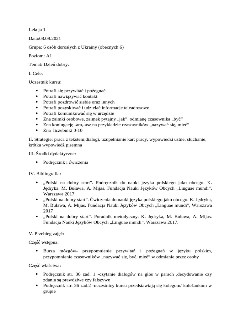 Lekcja 1 | PDF