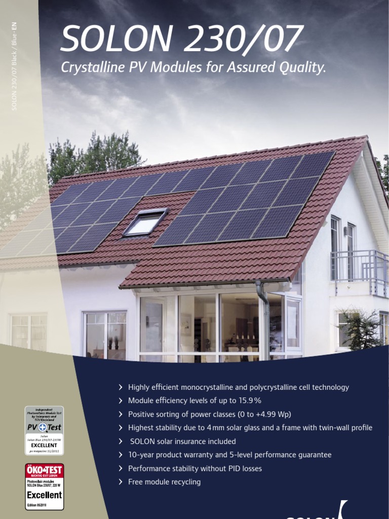SOLON Black Blue 230 07 en | PDF | Solar Panel | Electrical Engineering