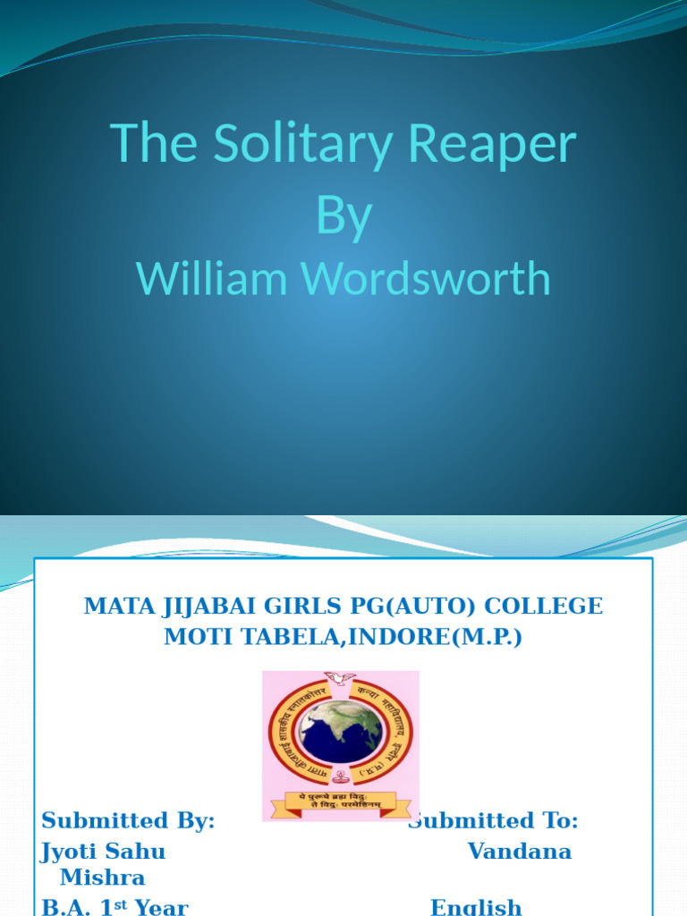 The Solitary Reaper | PDF | Poetry | William Wordsworth