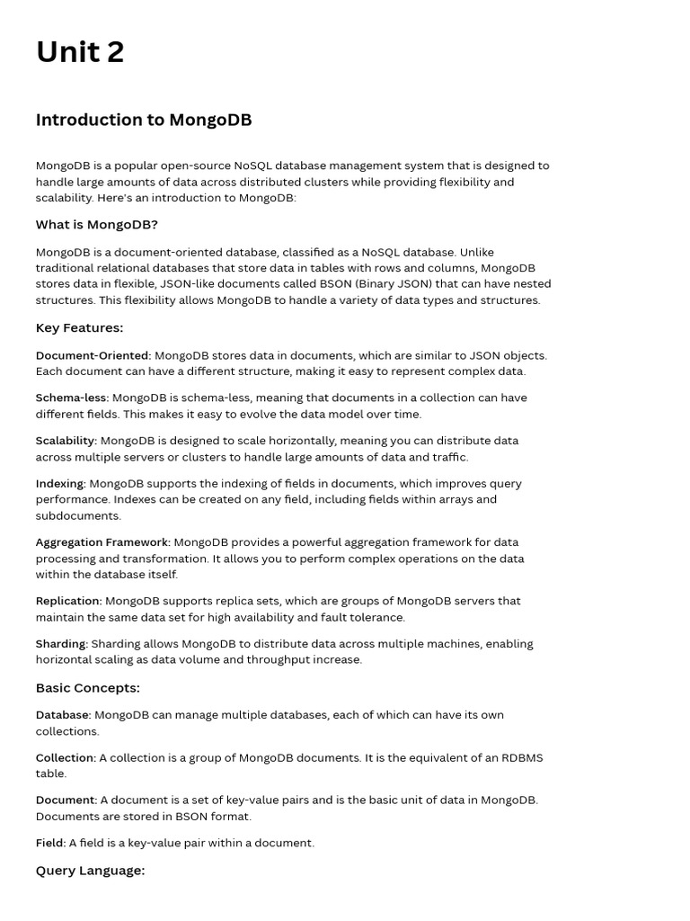Unit 2 | PDF | Mongo Db | Databases