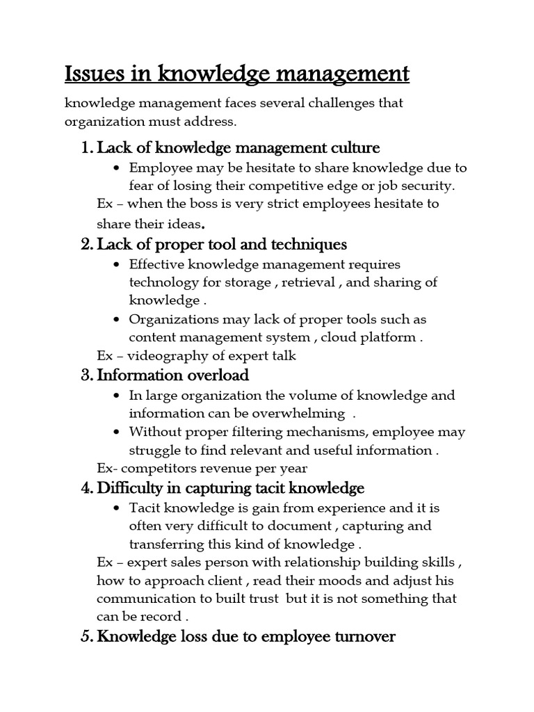 Issues in knowledge management - Copy | PDF | Knowledge Management | Knowledge