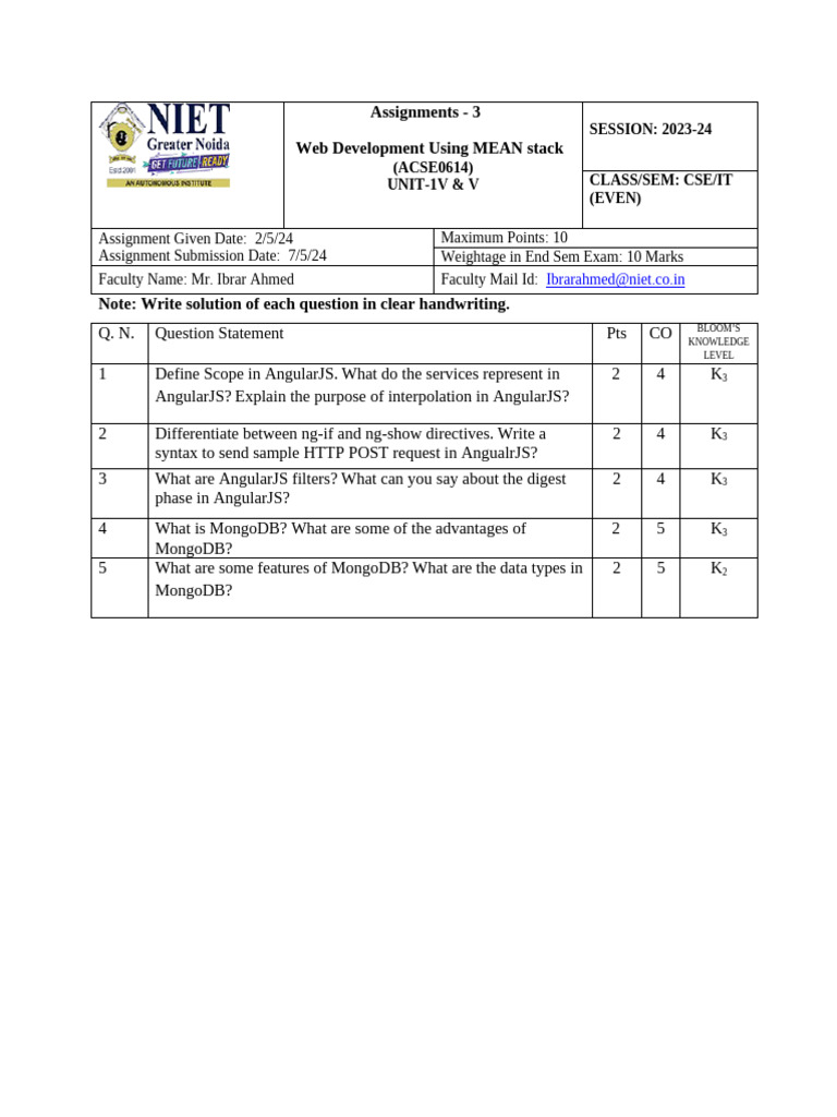 Third Assignment of MEAN Stack | PDF