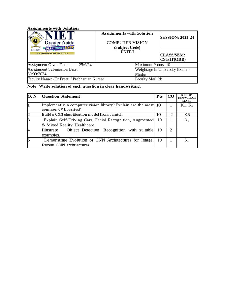 Assignments 1 CV 2024 | PDF