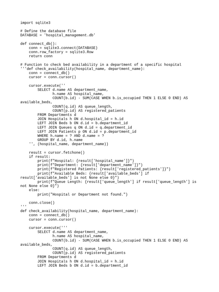 hospital_management.py | PDF | Software Engineering | Computer Science