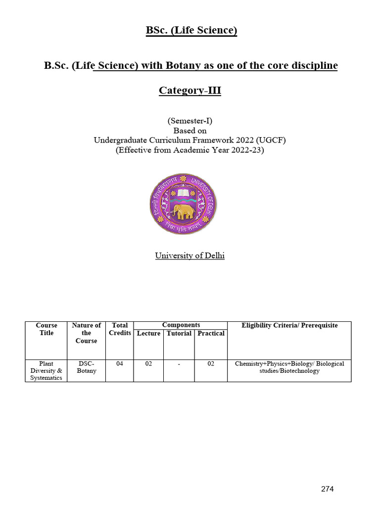 Life Science Syllabus PDF Chemical Reactions Organic Chemistry