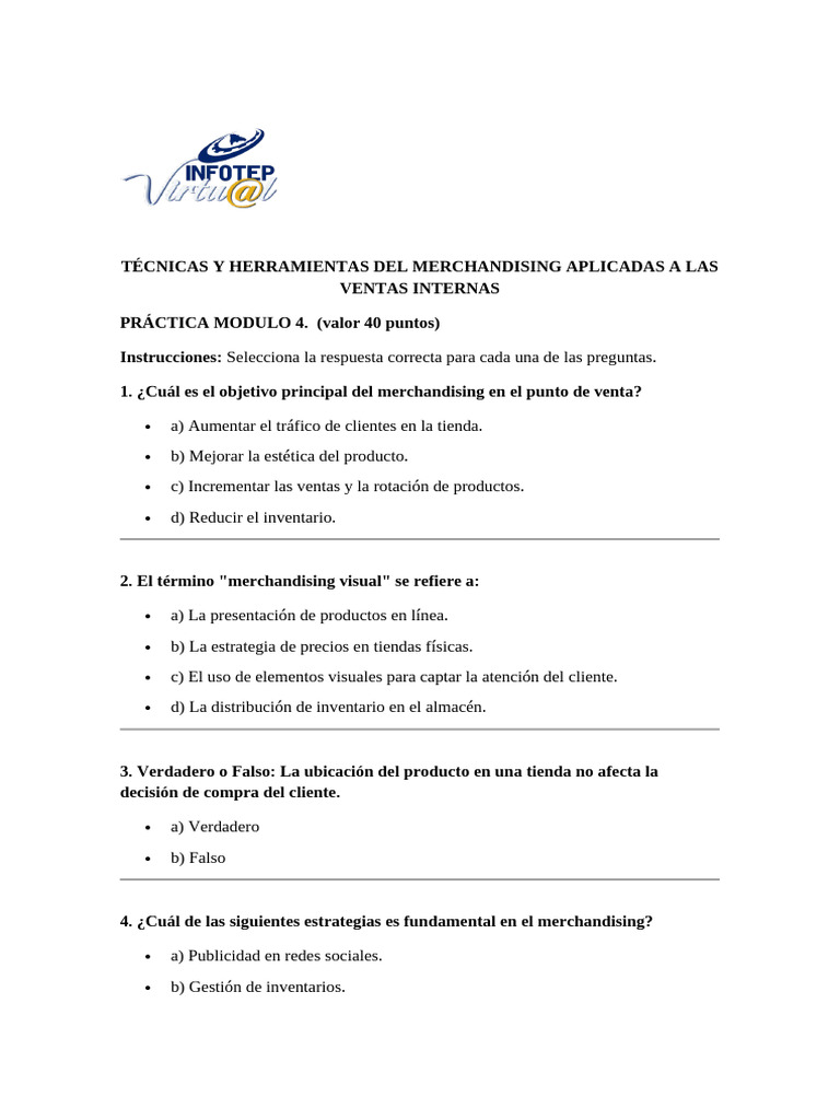 Practica Modulo 4 Merchandising | PDF | Comercialización | Logística