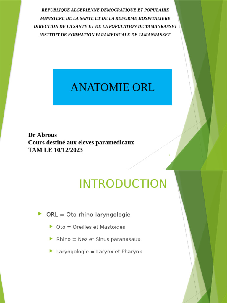 1-ANTOMIE ORL | PDF | Système vestibulaire | Oreille