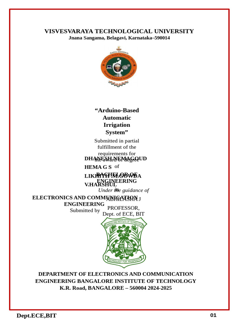 Mini-Project Front Sheet | PDF | Agriculture | Irrigation