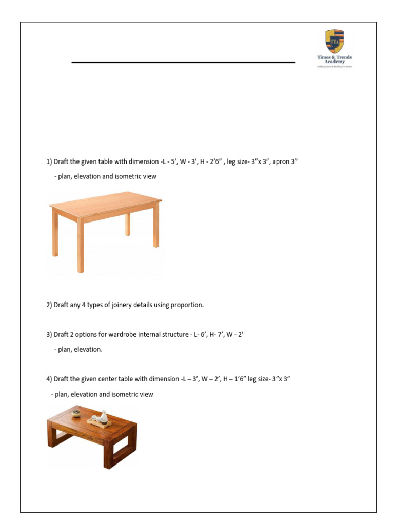 Exam Question Bank - Furniture Design - I | PDF