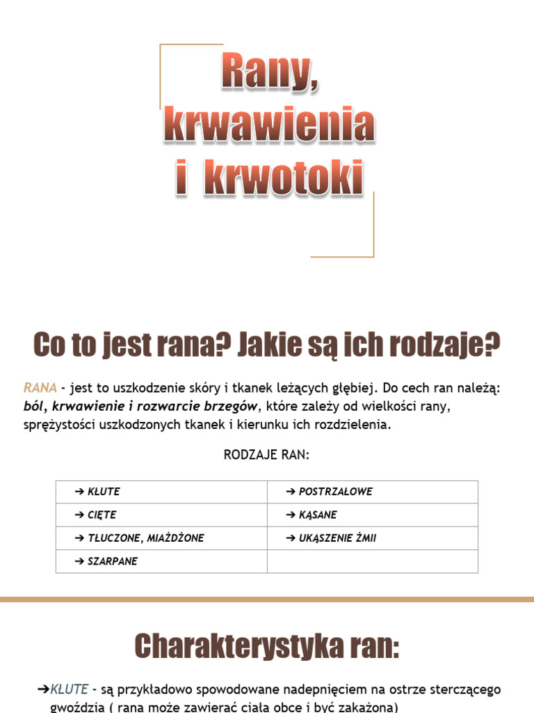 Rany, Krwawienia, Krwotoki | PDF