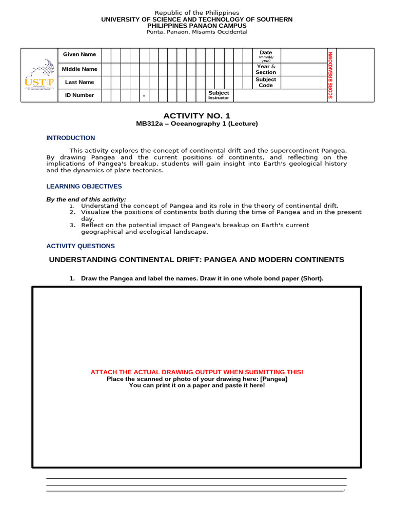 Activity 1 Oceanography 1 | PDF | Continent | Earth Sciences