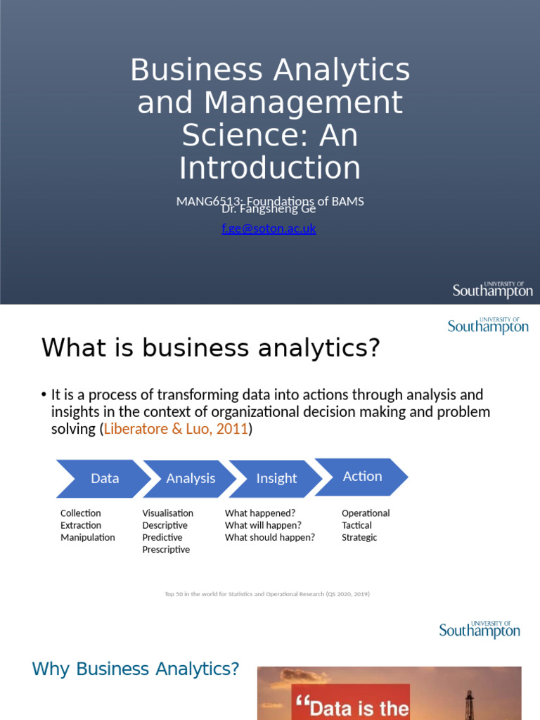 MANG6513 2023 Lecture 1 | PDF | Analytics | Statistics