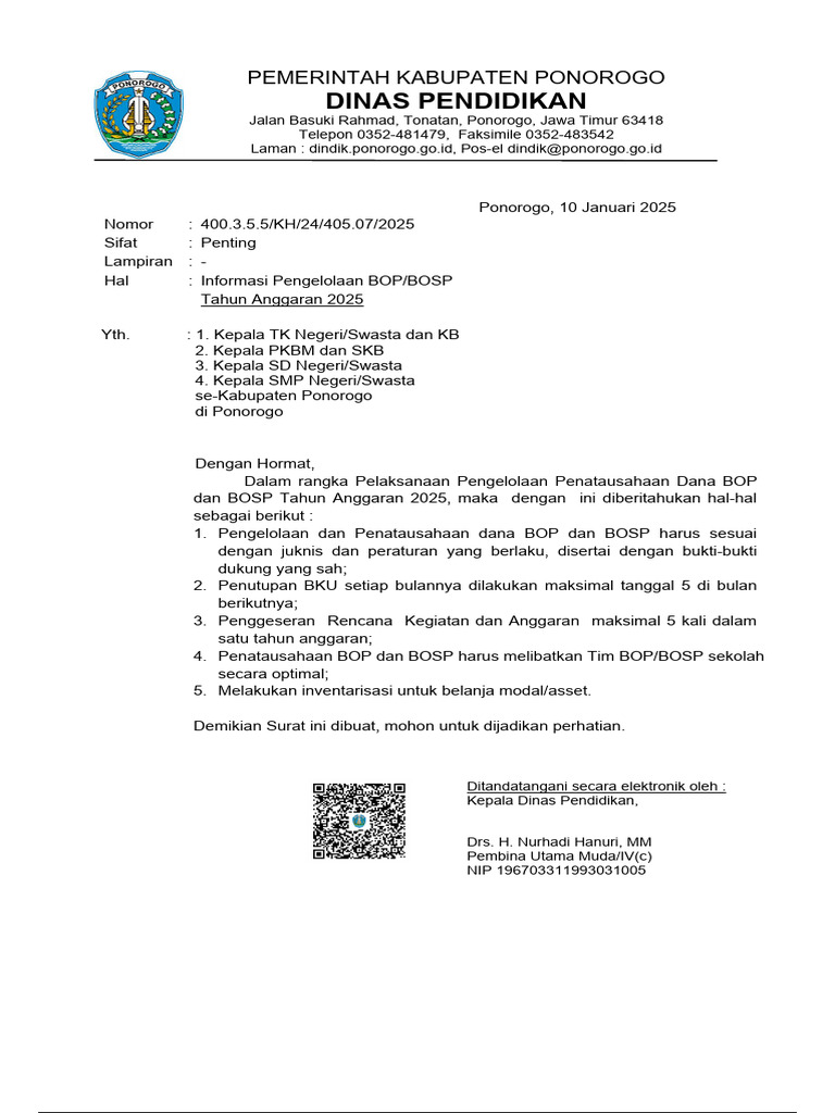 Panduan Pengelolaan BOP/BOSP 2025 | PDF