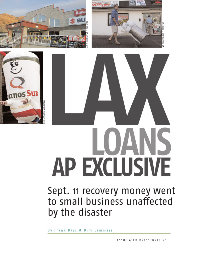 Lax Loans | PDF | Small Business Administration | Associated Press