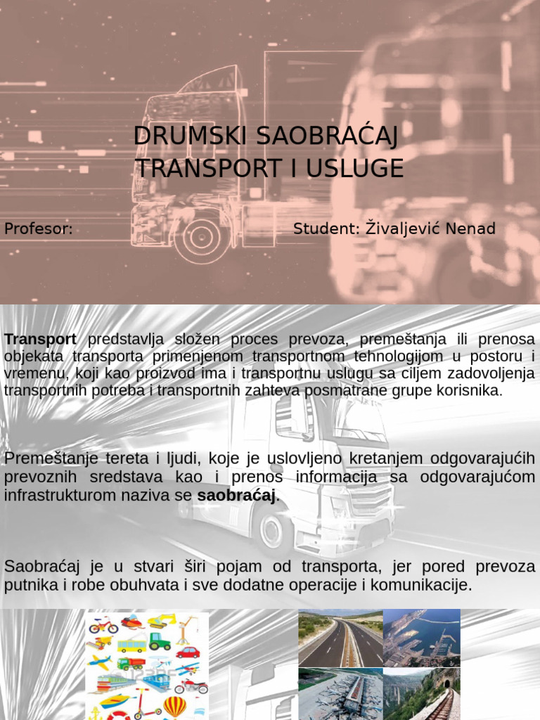 Drumski saobraćaj - transport i usluge | PDF