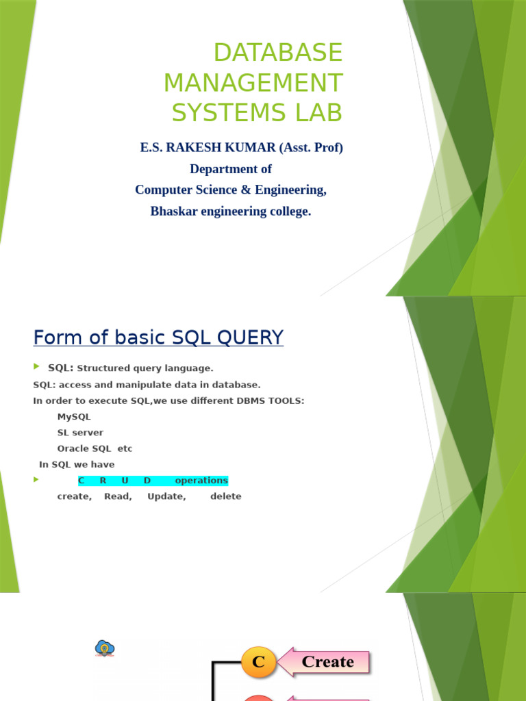 Database Management Systems Lab | PDF