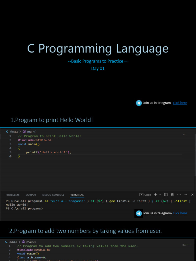 Basic C Programming Exercises | PDF