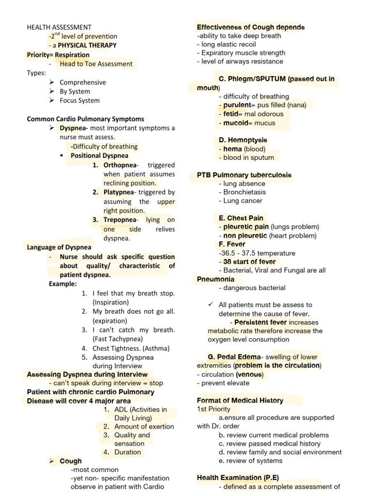 Health Assessment | PDF | Lung | Thorax
