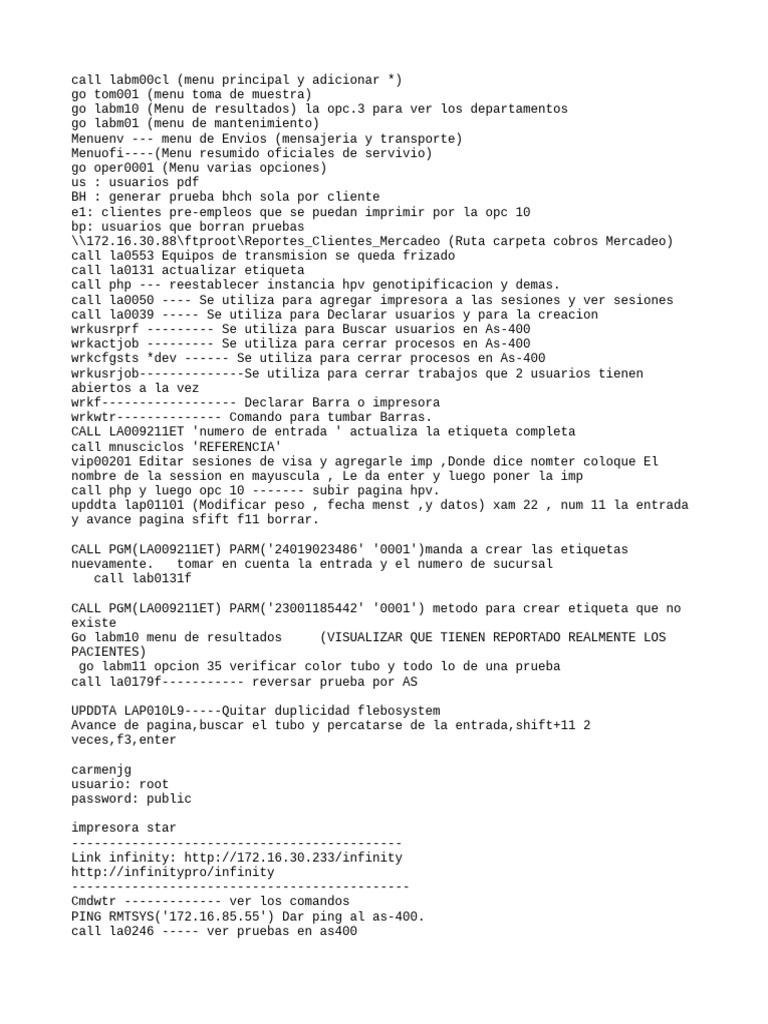 Menus de As-400 | PDF | Software | Informática