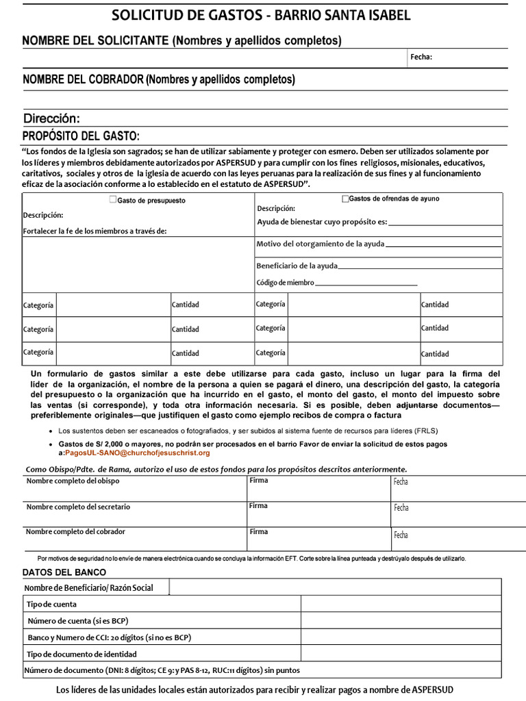 Solicitud de Gastos-Barrio Santa Isabel | PDF | Documento de identidad | Presupuesto