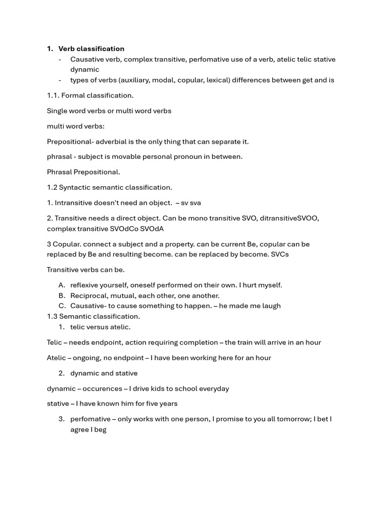 Verb classification | PDF