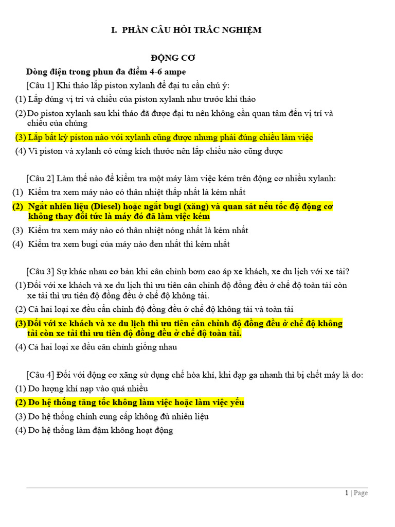 Trắc nghiệm BDSC thường | PDF