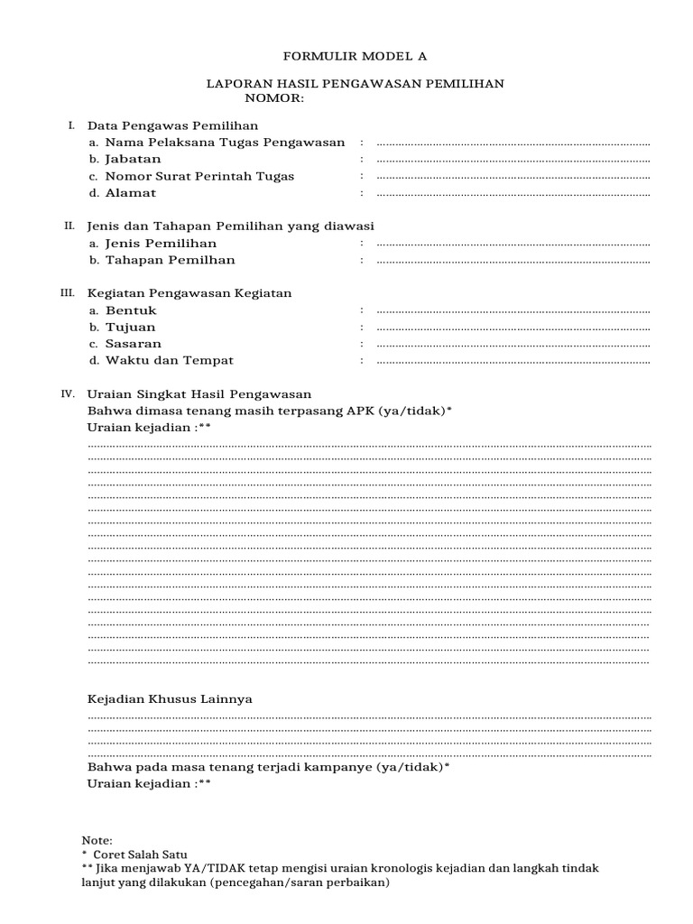 Formulir Model A | PDF