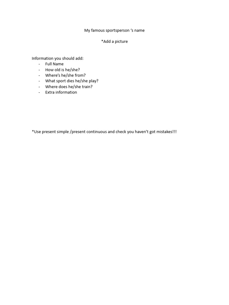 My Famous Sportsperson_ UNiT1.Docx | PDF