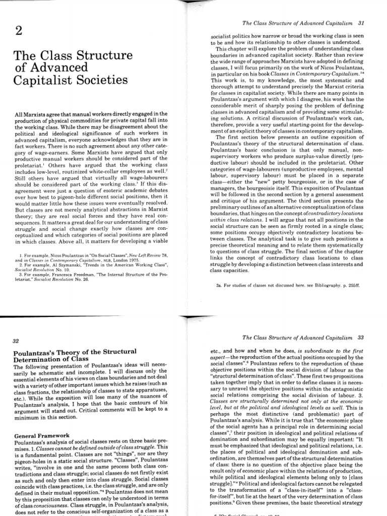 The Class Structure of Advanced Capitalist Societies by Wright | PDF