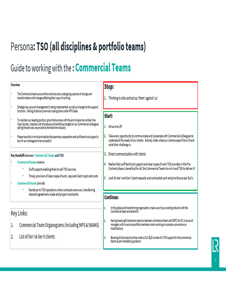 TSO All Teams Working With Commercial Team | PDF