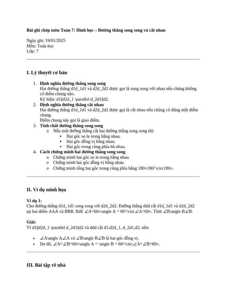 Bài Ghi Chép Môn Toán 7.1 | PDF