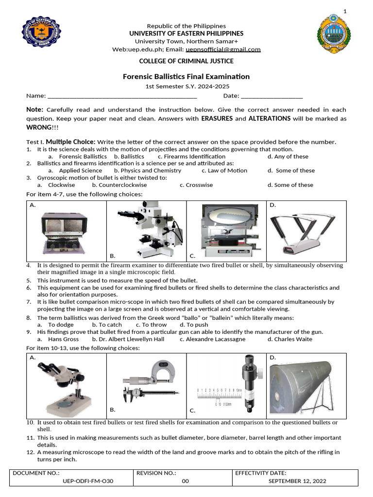FINAL EXAM Ballistic | PDF | Firearms | Bullet