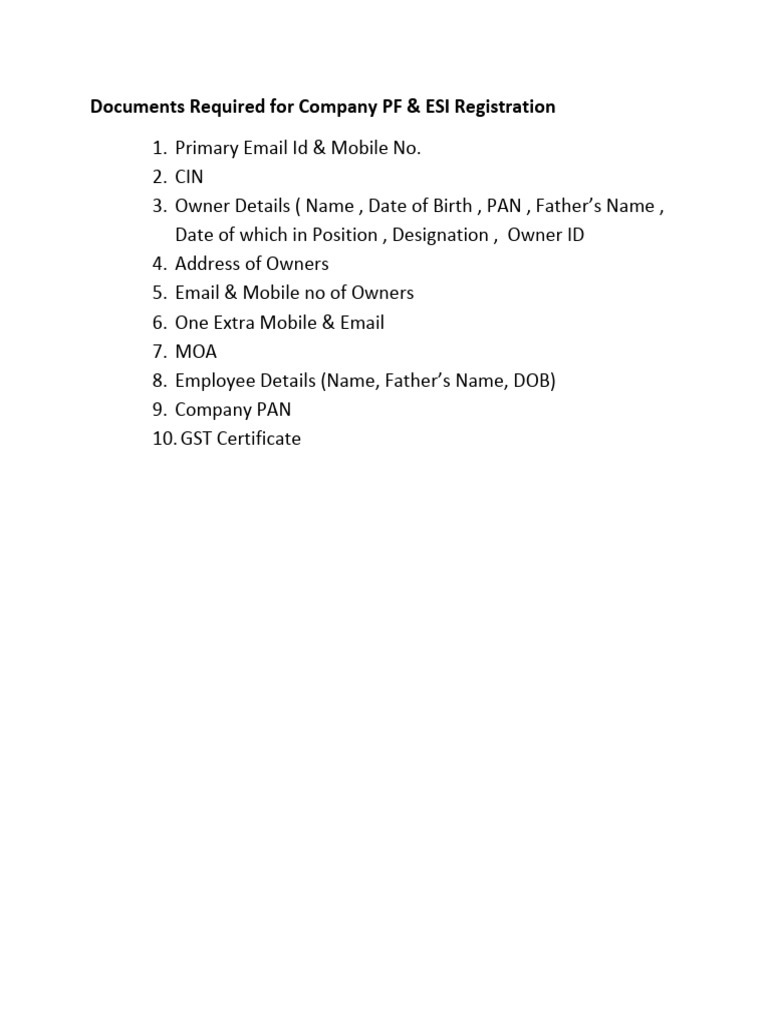 Documents Required For Company PF | PDF