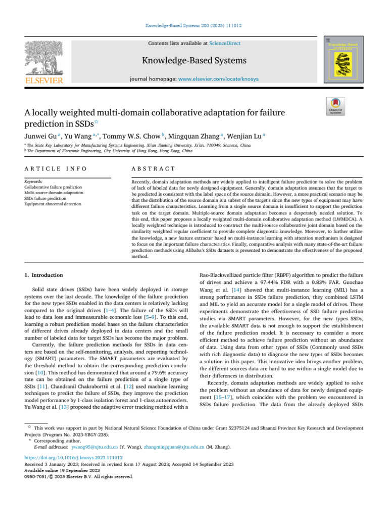 A Locally Weighted Multi-Domain Collaborative Adaptation For Failure Prediction in SSDs | PDF ...