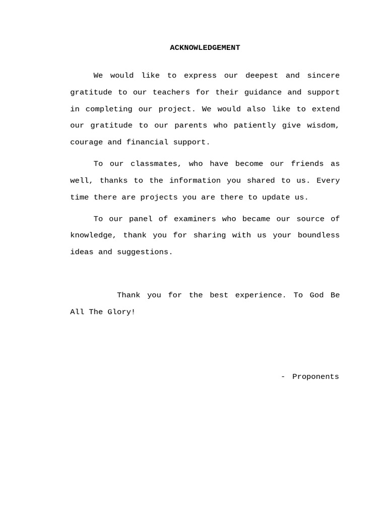 Project Acknowledgement Note | PDF