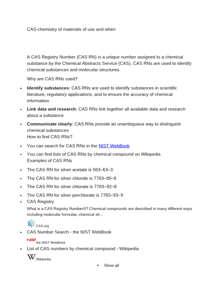 Understanding CAS Registry Numbers | PDF