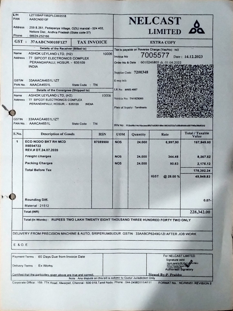 GST Invoice Details for Ashok Leyland | PDF | Invoice | Public Finance