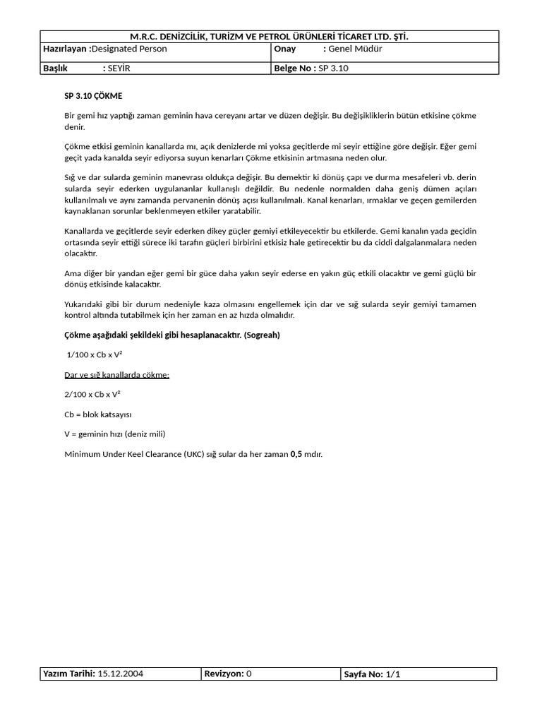 Designated Person Genel Müdür Seyir SP 3.10 | PDF