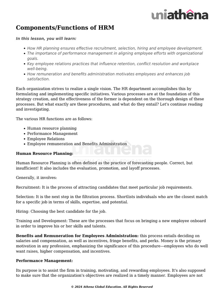 Components-Functions of HRM | PDF | Human Resource Management | Human ...