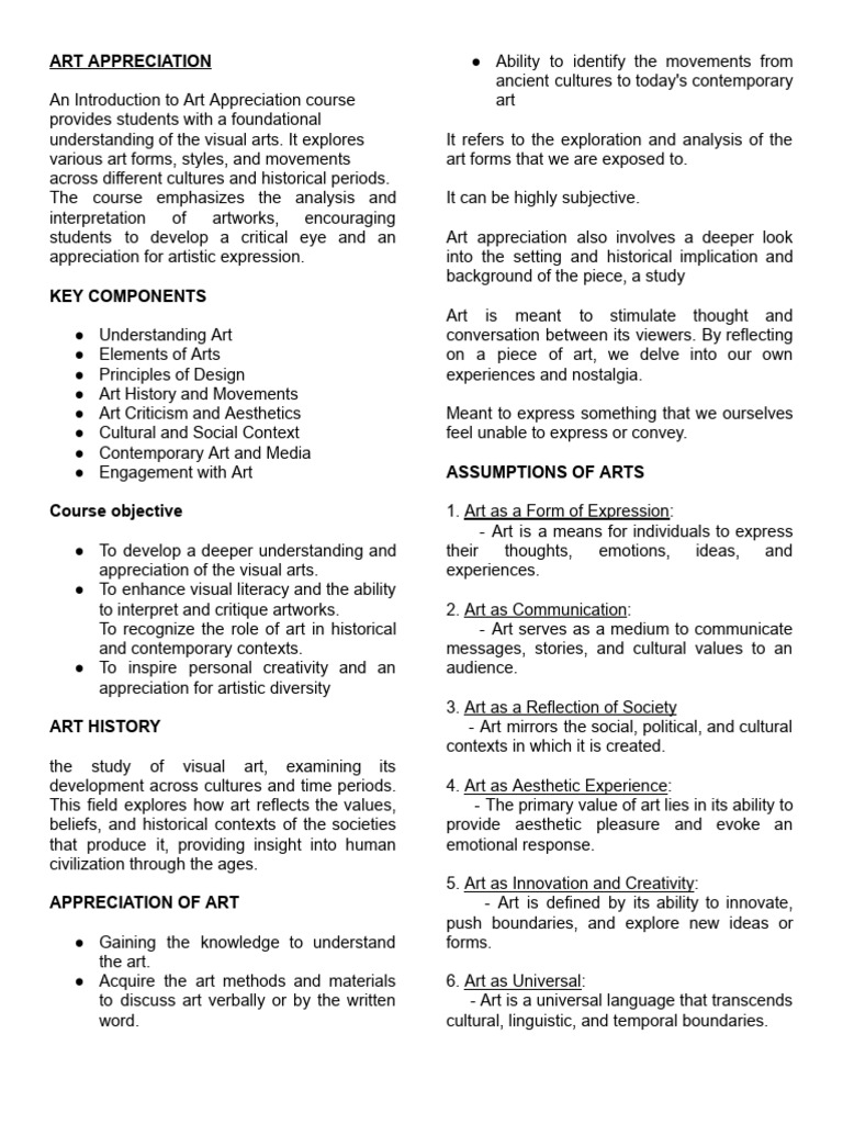 Art Appreciation 1.docx | PDF | The Arts | Experience