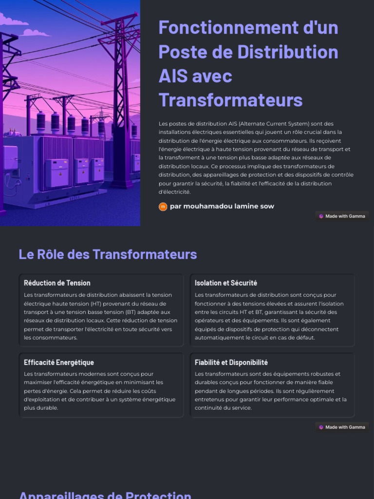 Fonctionnement des Postes AIS de Distribution | PDF | Réseau électrique ...